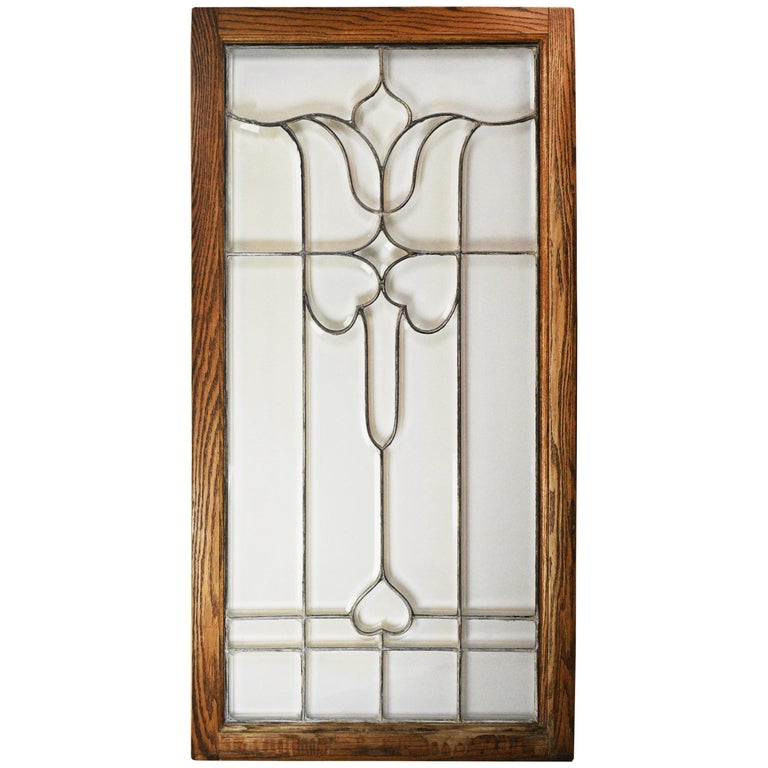 Antique Stained and Beveled Cut Window with Jewels and Tulip Design For ...