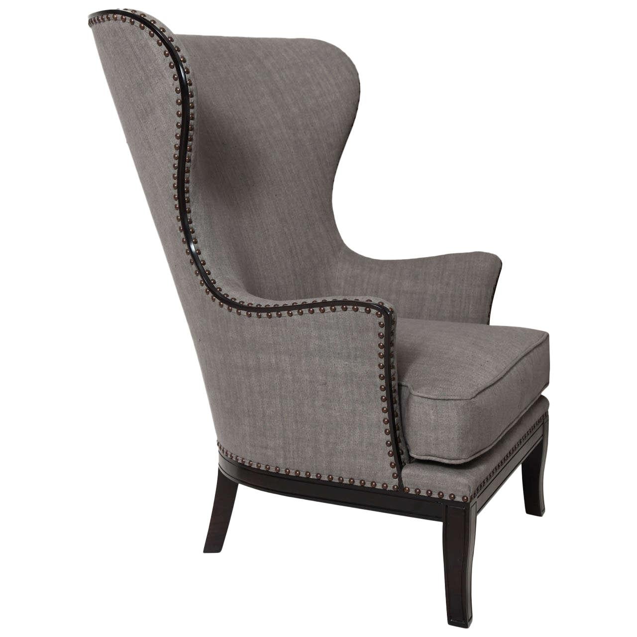 19thC Leather Barrel Back Wing Chair at 1stDibs