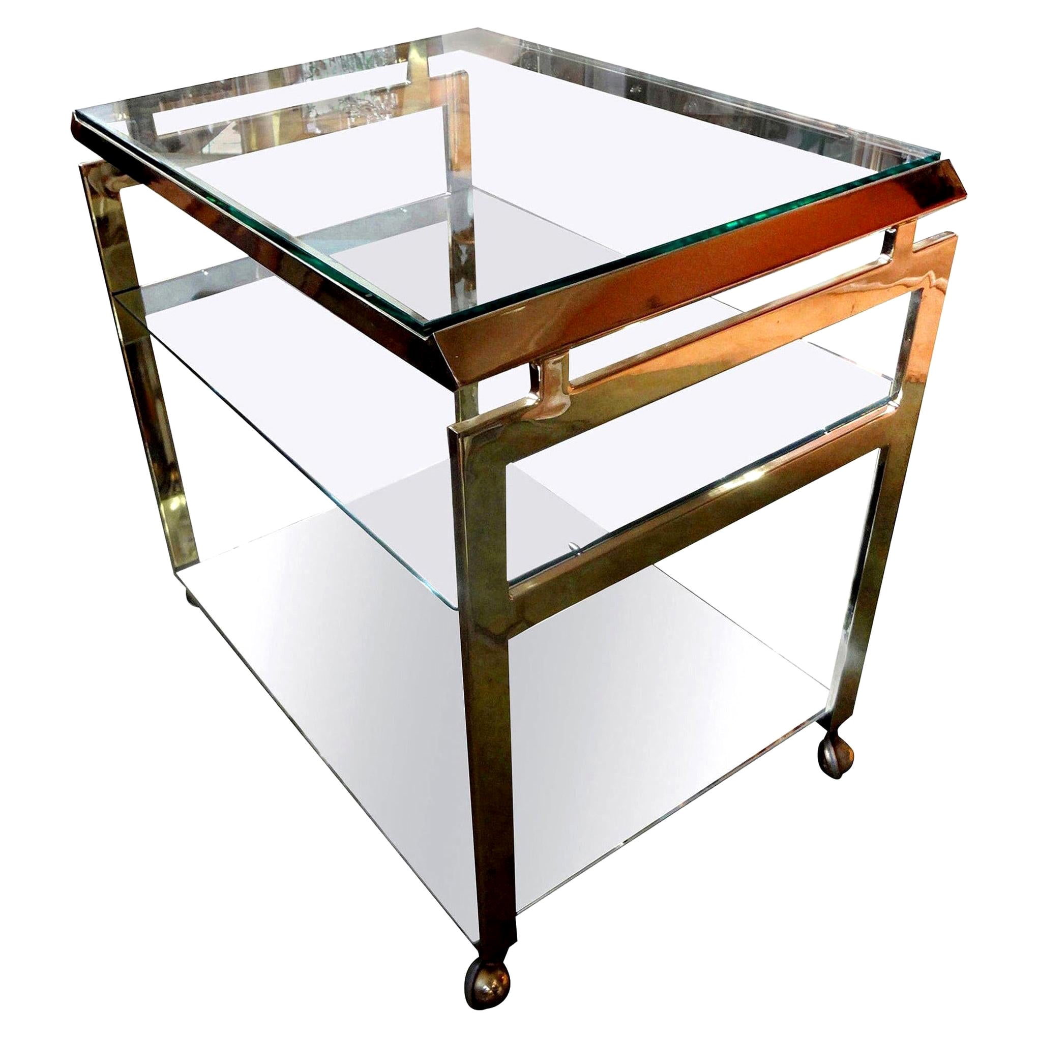 Solid Brass Mid Century Modern Oval Bar Or Tea Cart At 1stdibs Mid 5490