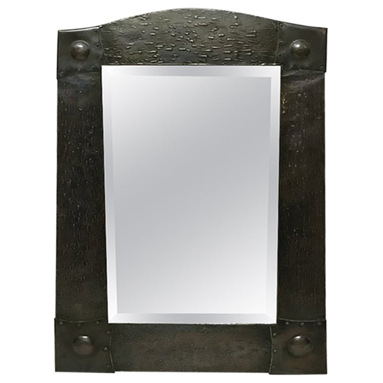 English Arts and Crafts Hammered Pewter Mirror at 1stDibs
