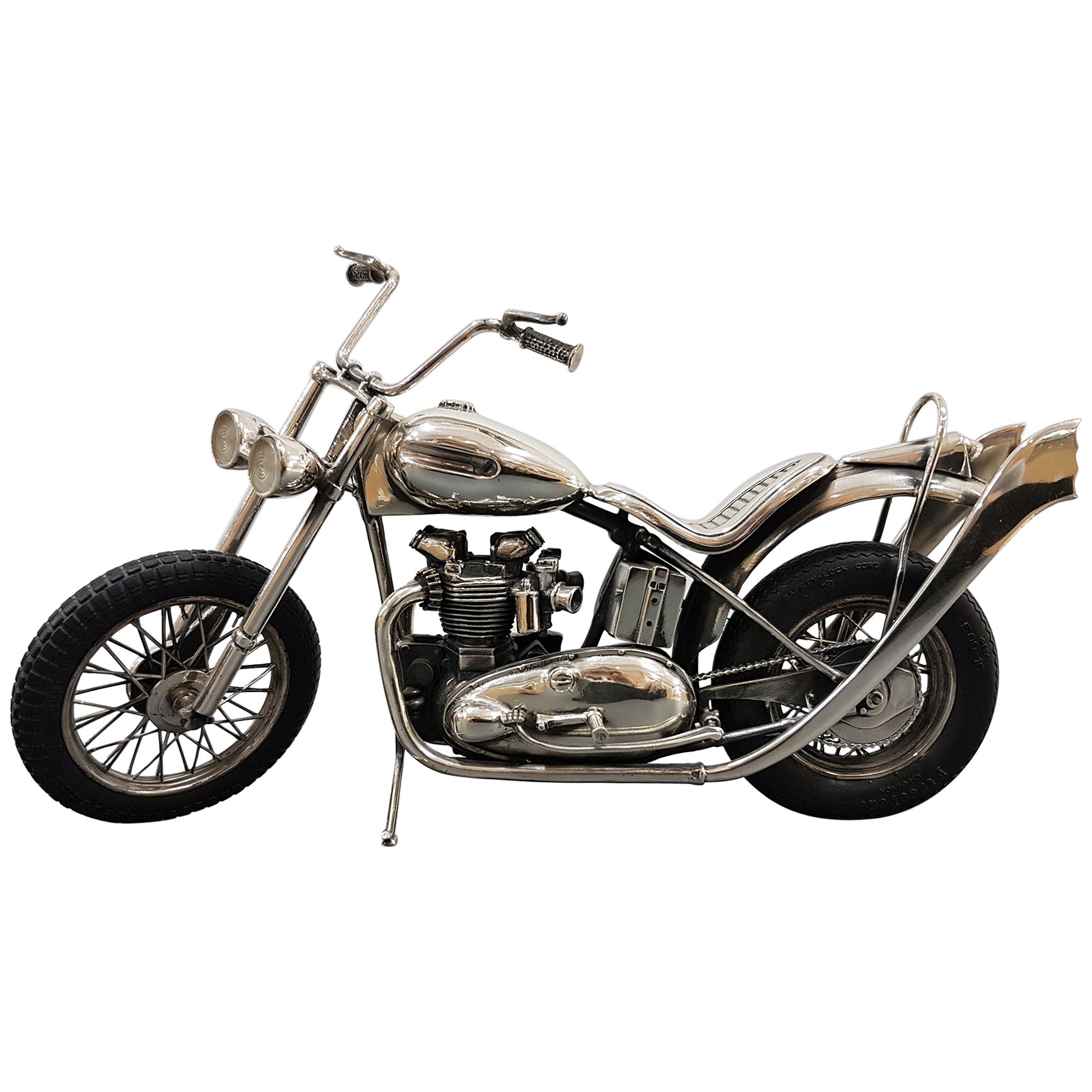 20th Century Sterling Silver Miniature Motorcycle Harley Davidson, Made ...