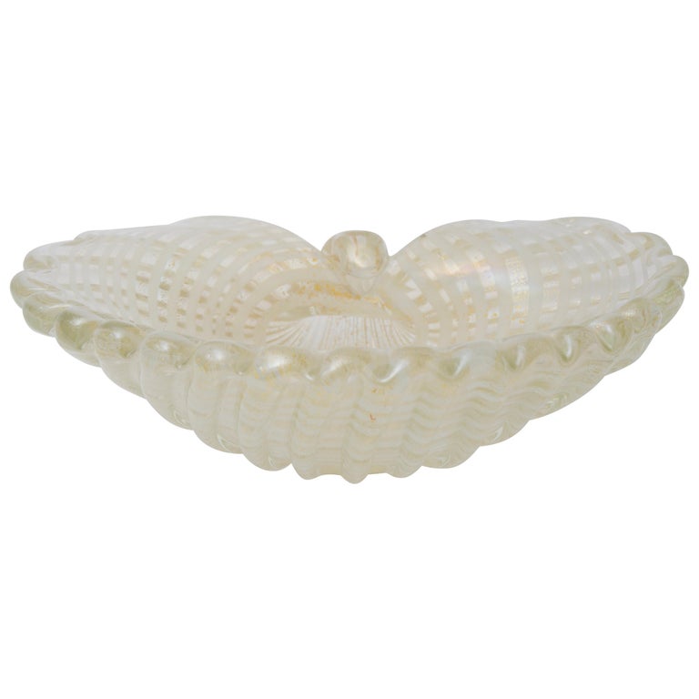 Large Scale Clam Shell Murano Glass Dish at 1stDibs