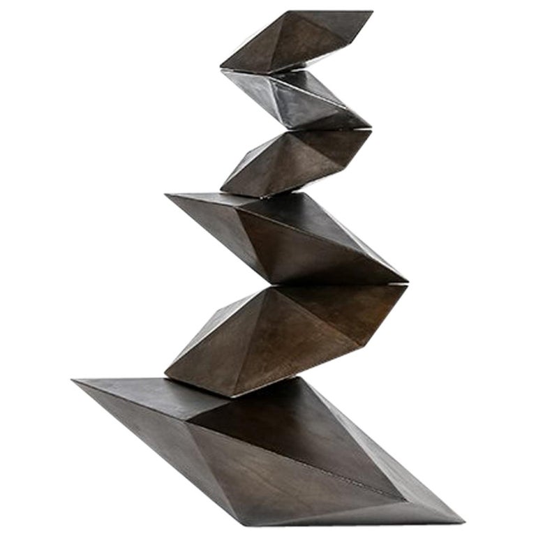 Geometric Constructivist Table Sculpture Composed of Thick Steel ...