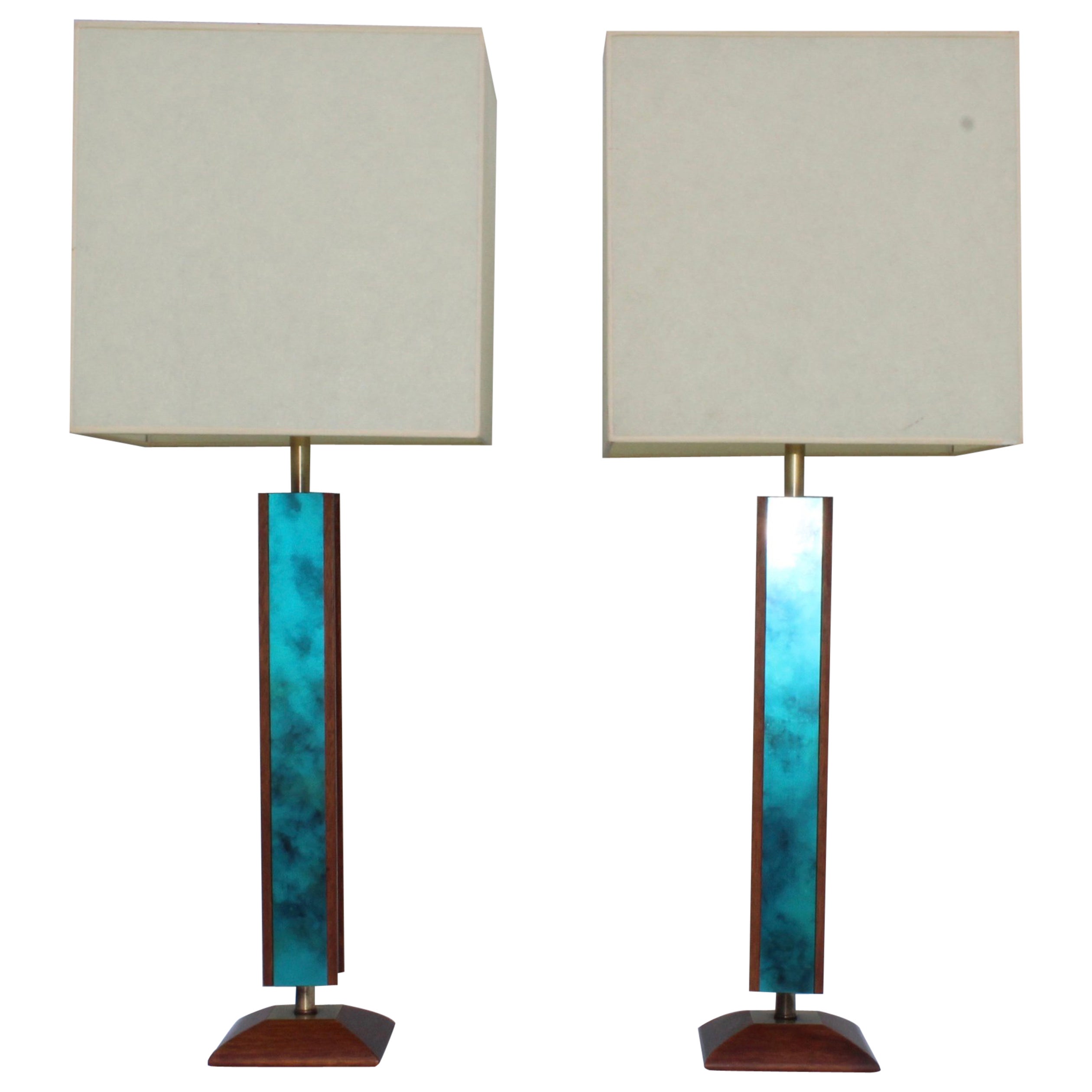 Large Mid-Century Danish Modern, Sculpted Teak and Brass Table Lamp by ...