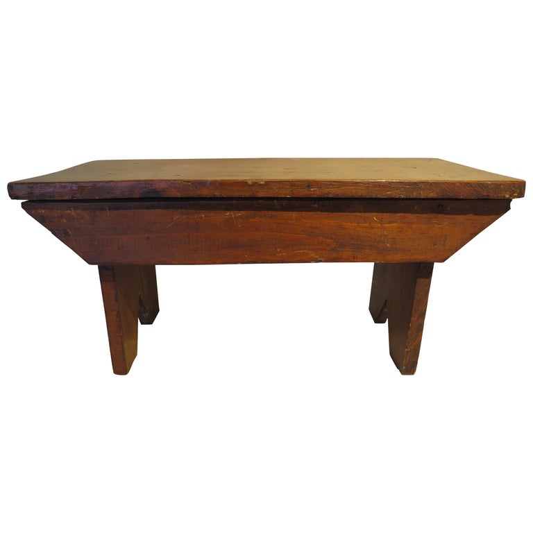 Vintage Rustic Pine Stool For Sale at 1stDibs