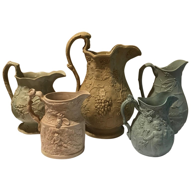 Lot of Four Mid-19th Century Relief Pitchers For Sale at 1stdibs