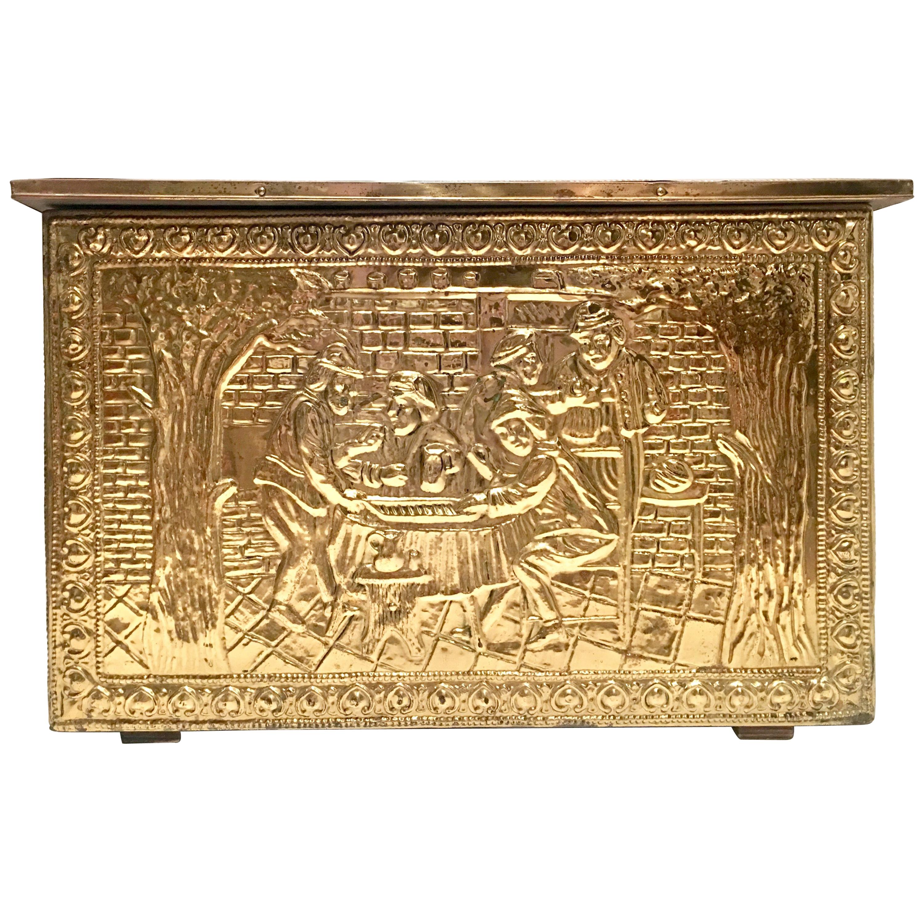 Mid-20th Century English Wood and Brass Repousse Storage Box at 1stDibs ...
