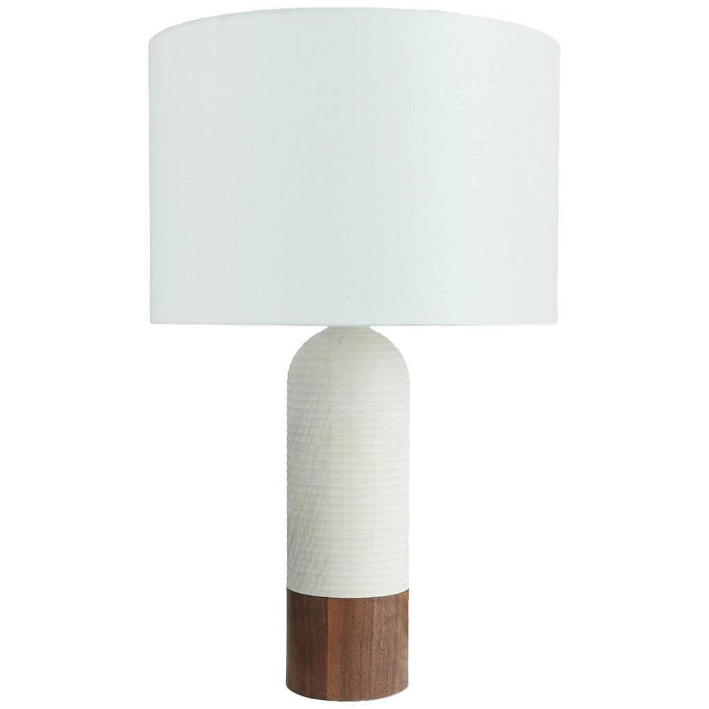 Handcrafted Turned Eden Lamp of Figured Walnut and Graphite Ash, Black ...