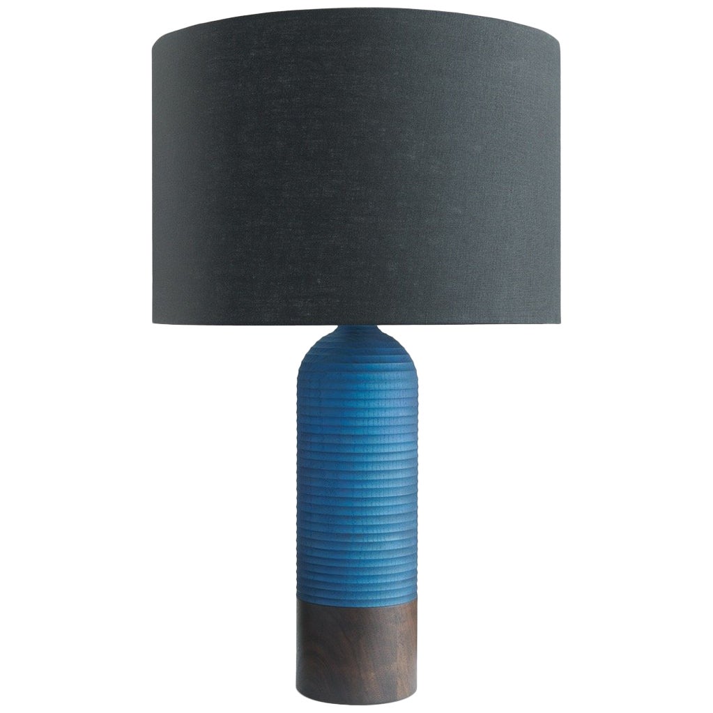 Handcrafted Turned Eden Lamp of Figured Walnut and Graphite Ash, Black ...