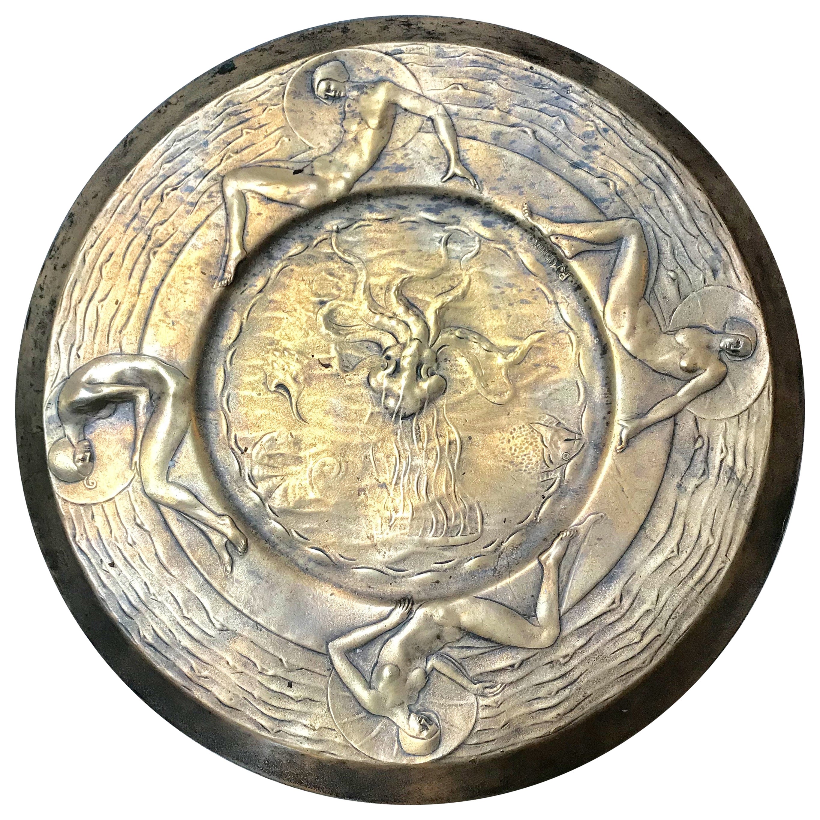 Rare and Large Italian Full Bronze Medallion, 1970s For Sale at 1stDibs
