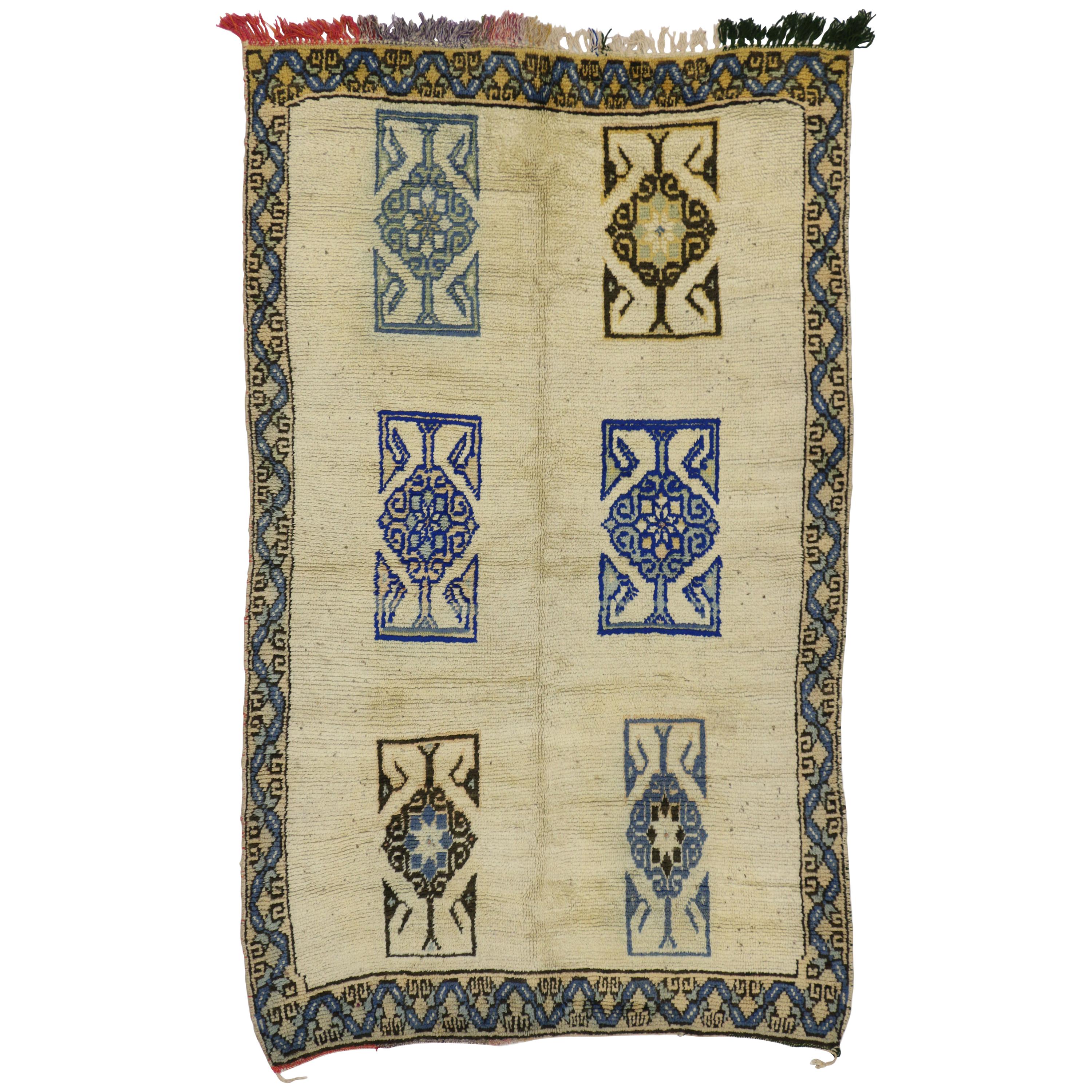 Large Vintage Moroccan Warayne Rug with Meandering Cross Motifs For ...