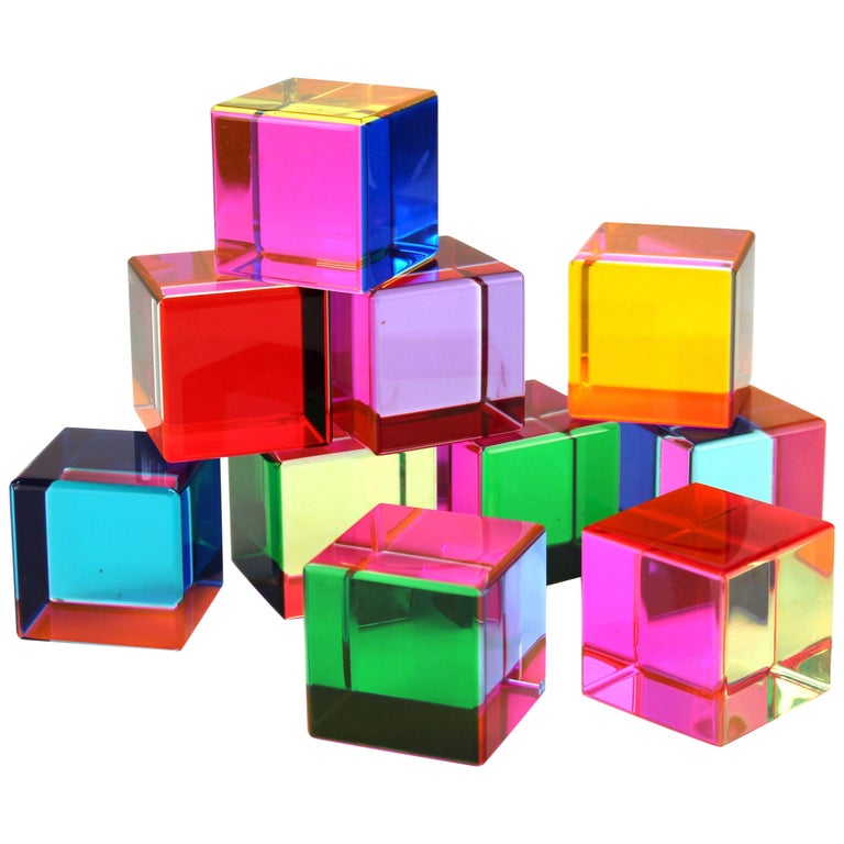 Multi-Color Large Cube Sculpture by Vassa at 1stdibs