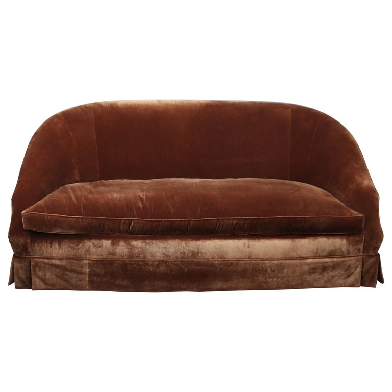 Custom Made Sofa in Brown Velvet Made 1990 by Jonas NYC at 1stdibs