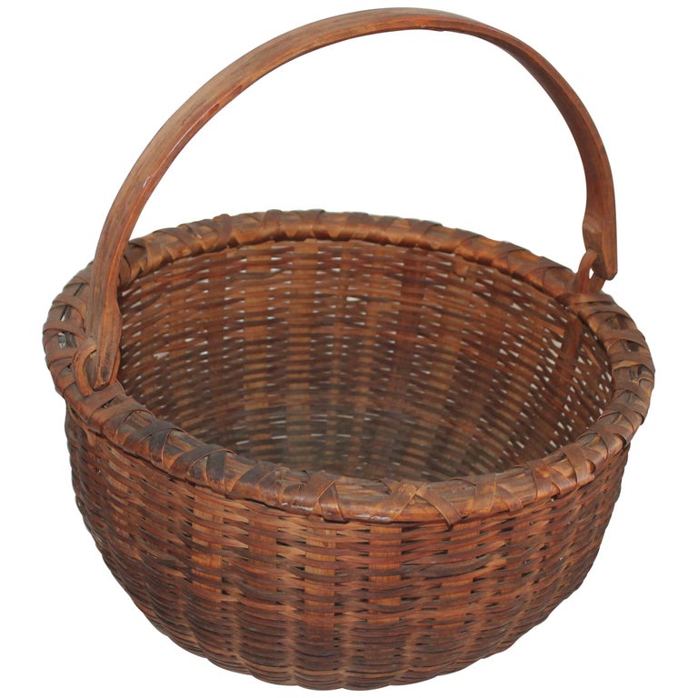 19th Century Shaker Style Swing Handle Basket at 1stDibs