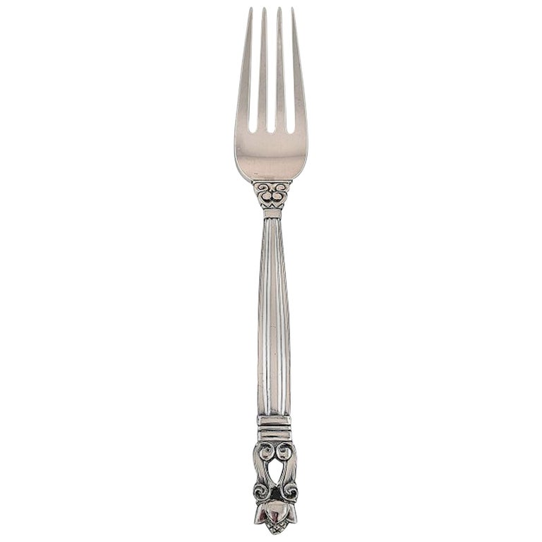 Georg Jensen Sterling Silver Acanthus Lunch Fork, Ten Pieces For Sale ...