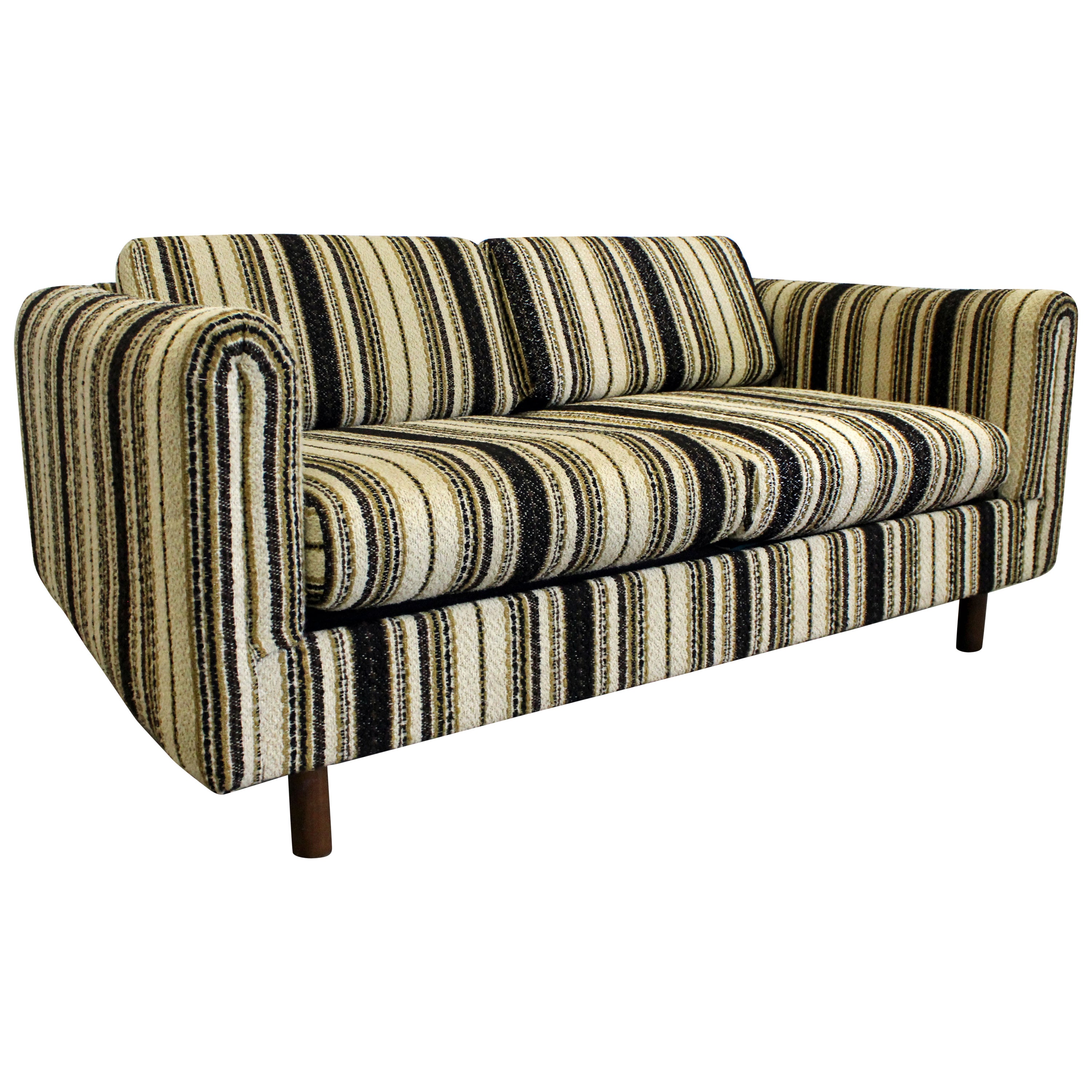 Selig Monroe Mid-Century Modern Brown Textured Sofa at 1stDibs