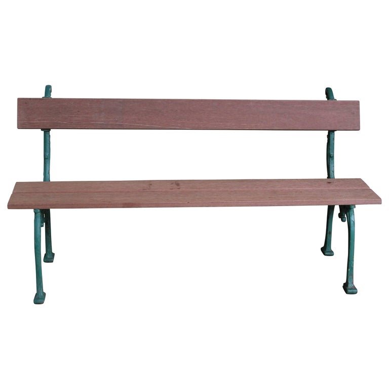 French Garden Bench with Mahogany Wood at 1stDibs