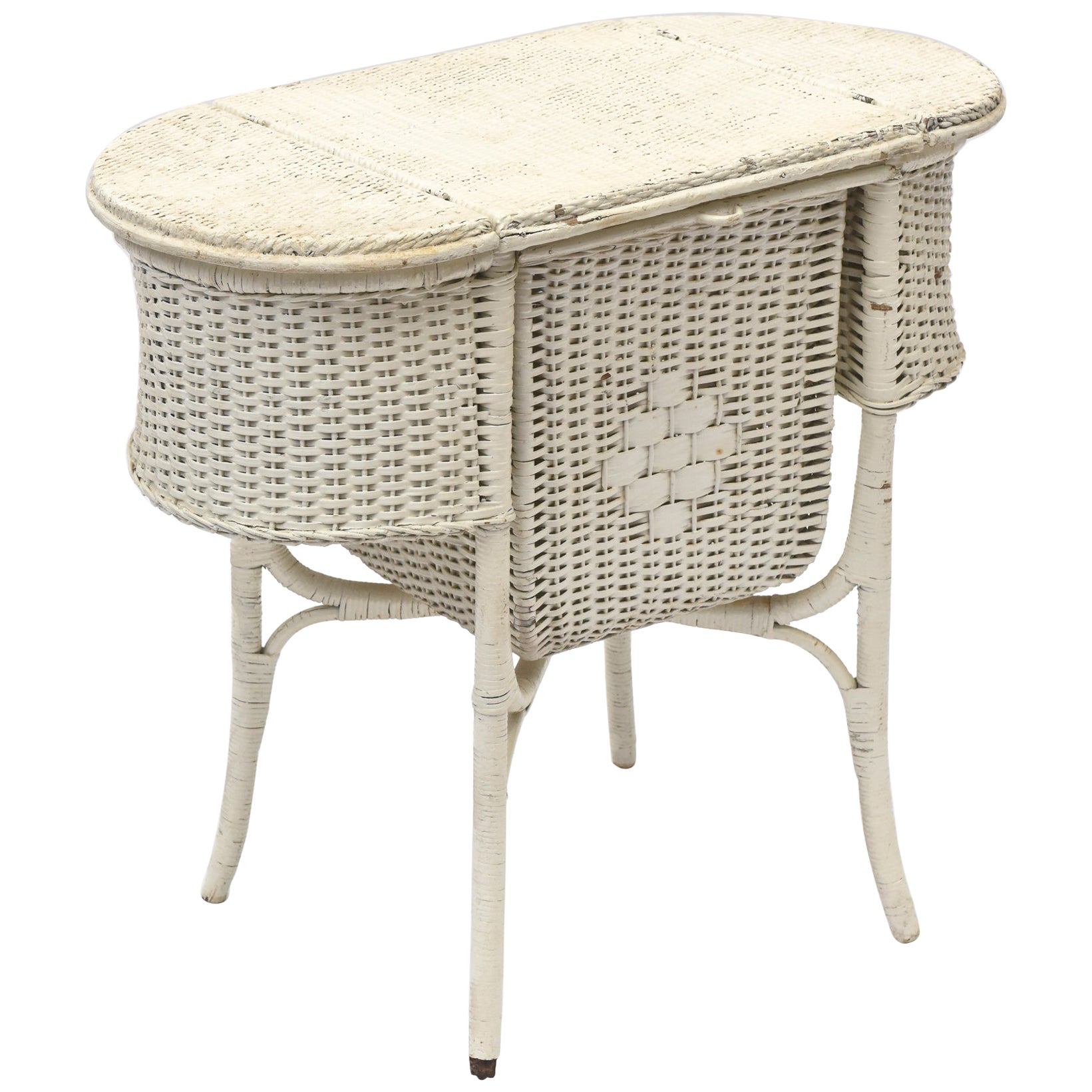 Victorian Wicker Open Sewing Stand with Work Basket below For Sale at ...