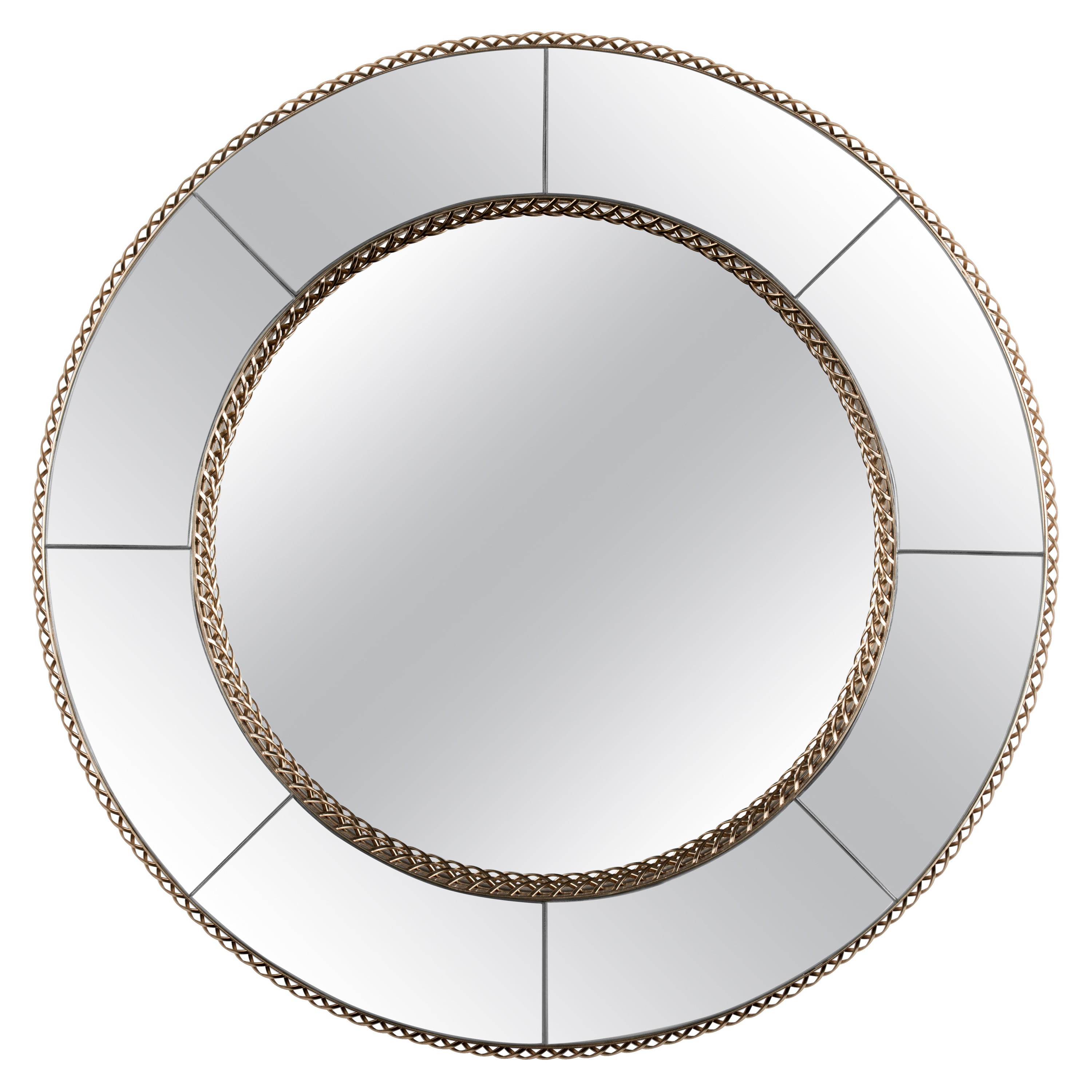 Crackle Mirror in Smoked Glass and Gold-Plated Brass For Sale at 1stDibs