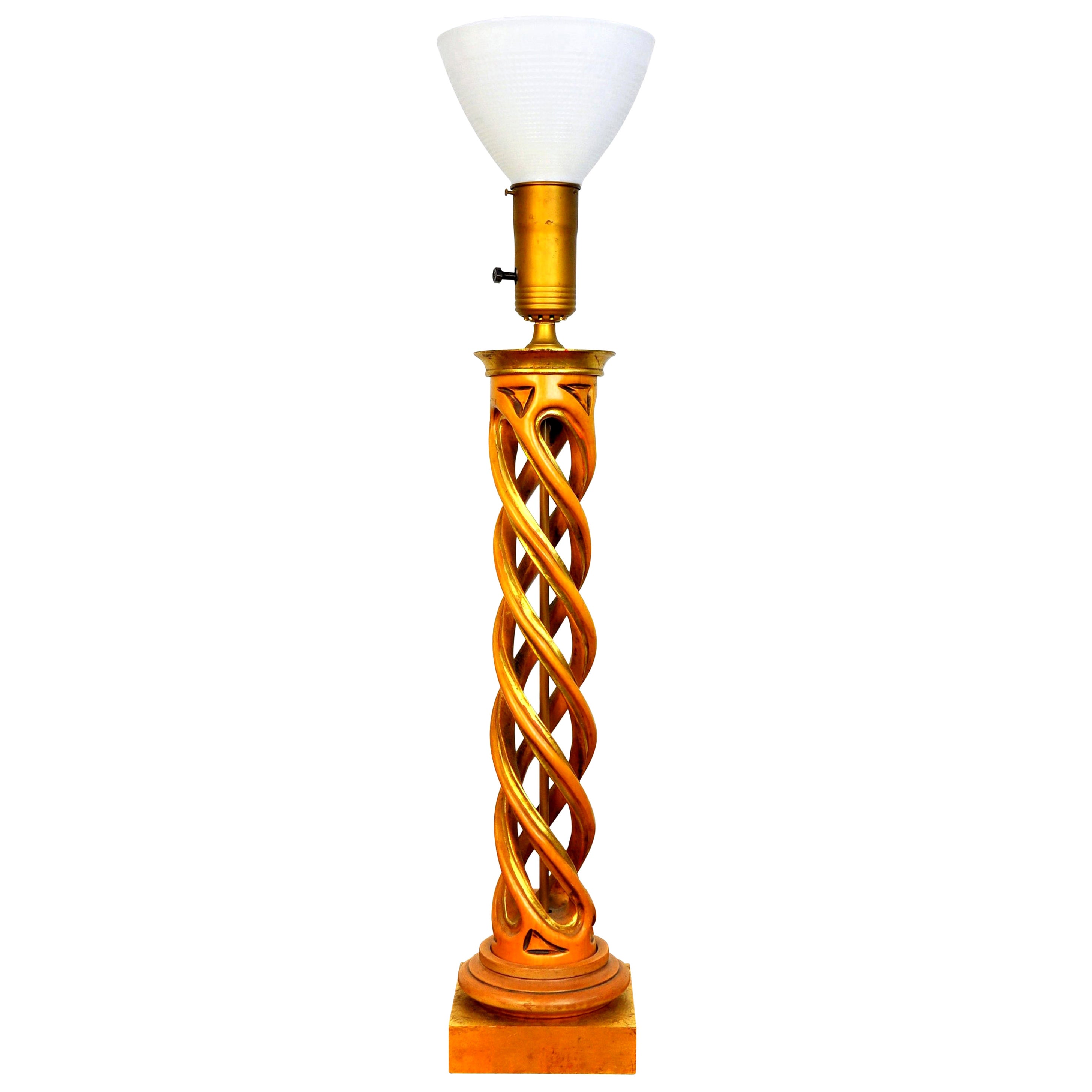 James Mont Style 1950s Carved Helix Table Lamp For Sale at 1stdibs