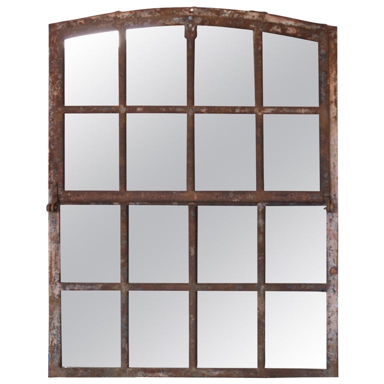 Industrial 19th Century Iron Window Mirror at 1stDibs