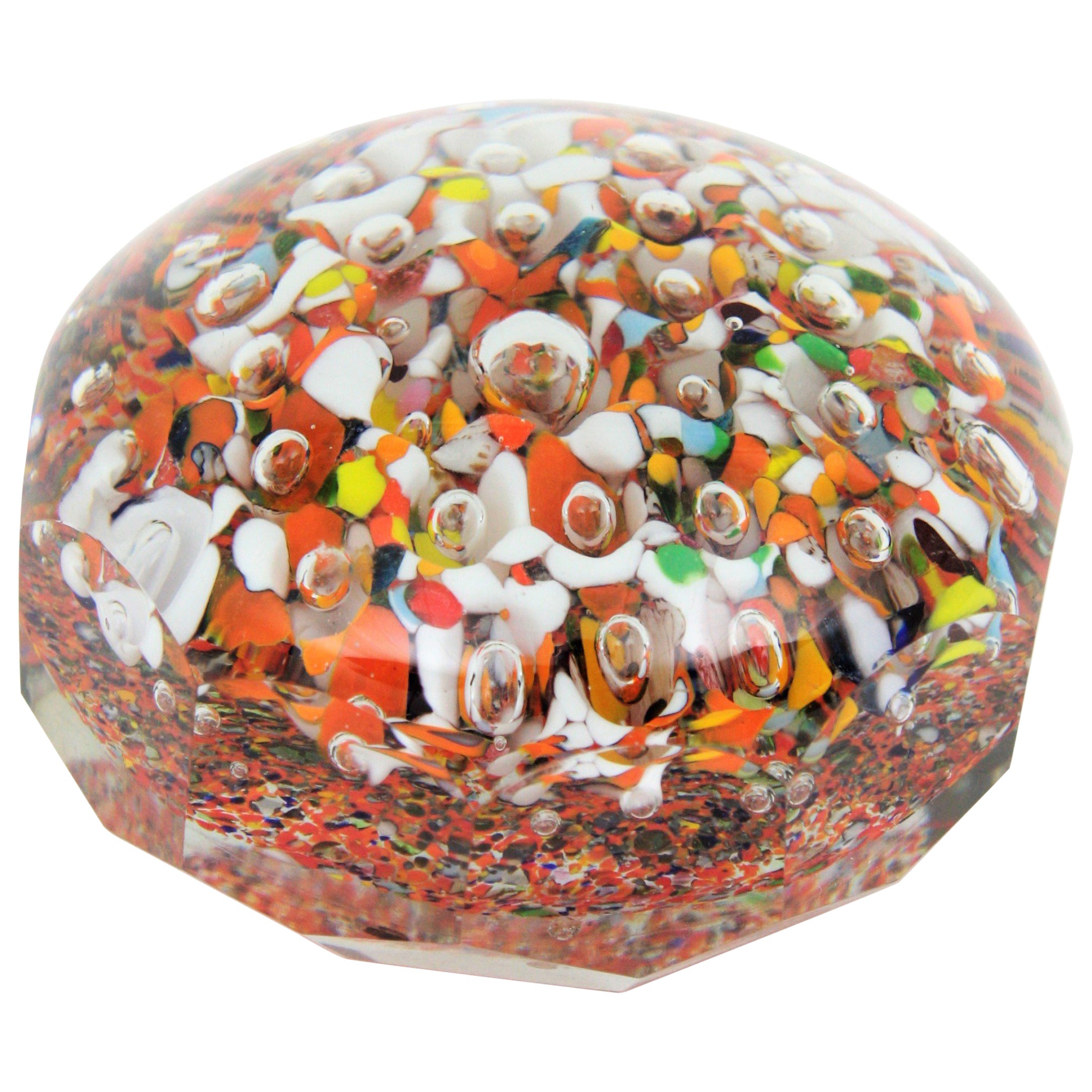 Large Murano Glass Paperweight with Internal Bubbles and Swirls For Sale at 1stDibs