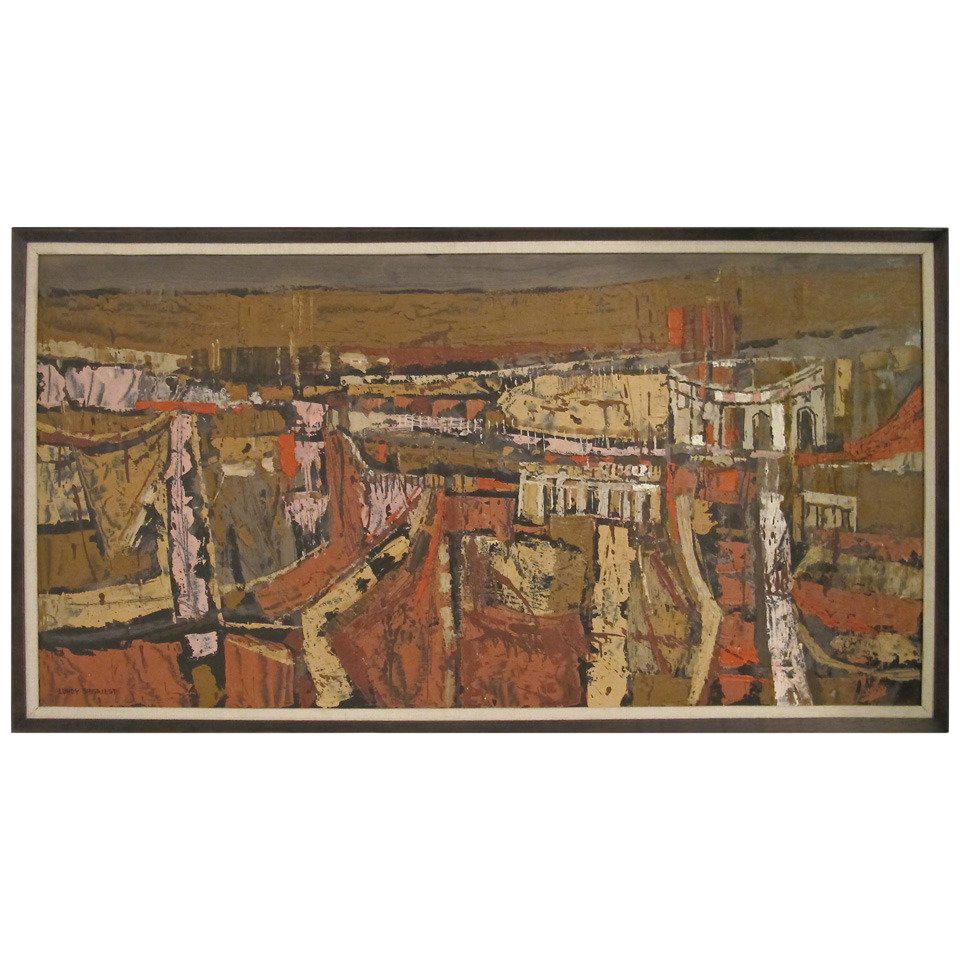 Modernist Abstract Landscape Painting by California Artist Lundy ...