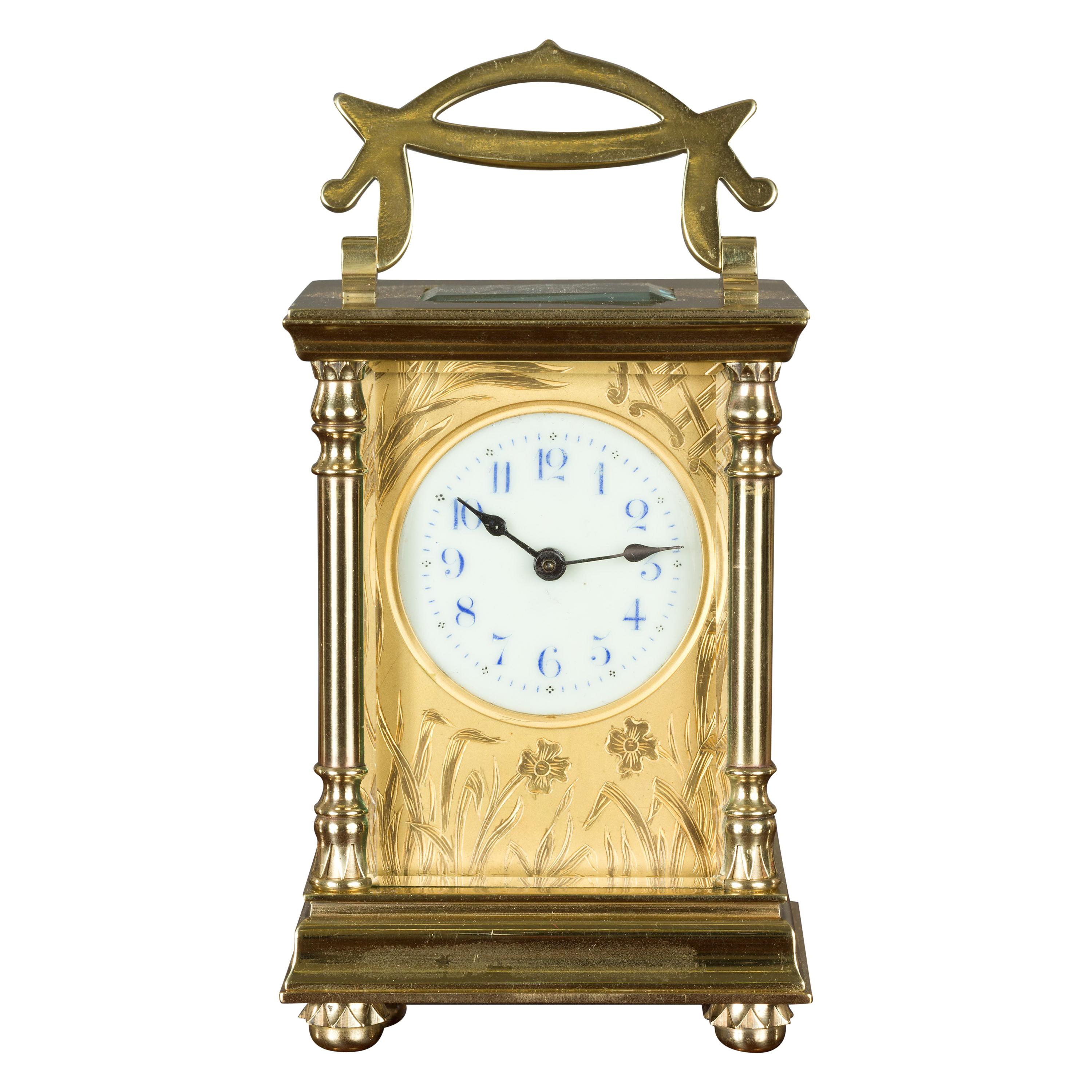 Art Nouveau clock, ceramic with a floral design, Gouda For Sale at 1stDibs