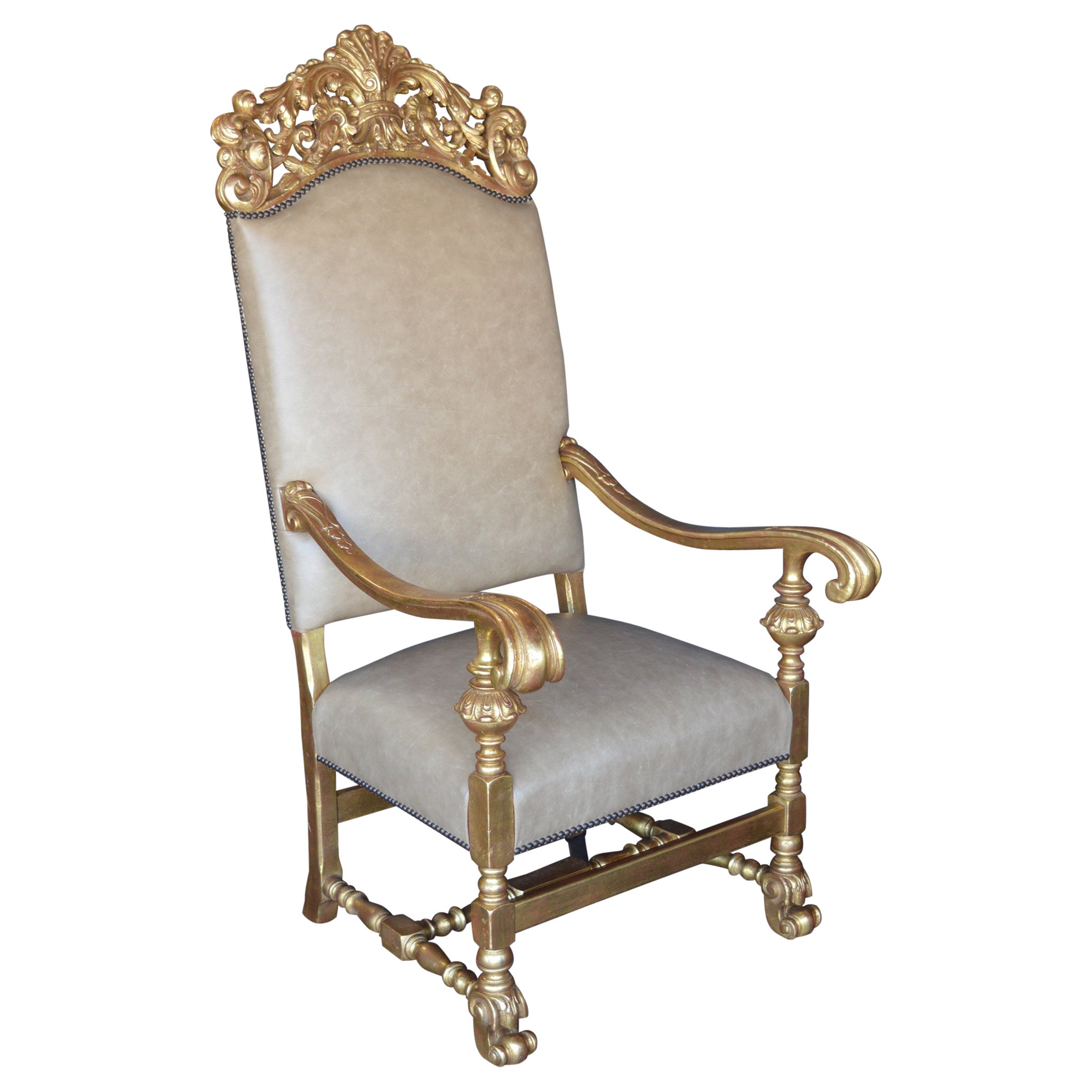 Antique French 19 th century throne chair For Sale at 1stDibs