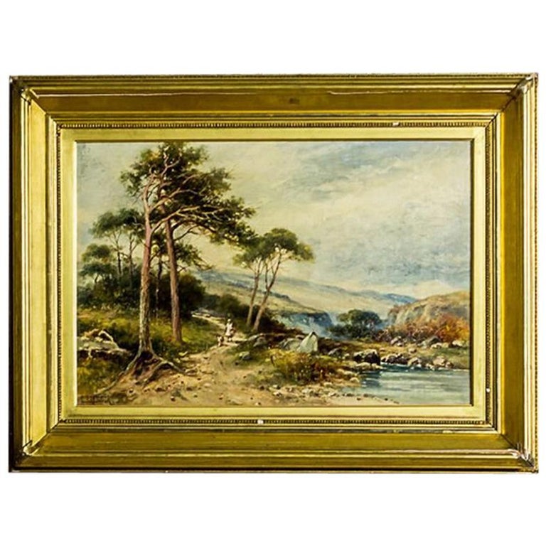 Landscape in a Golden Frame, Signed by Carl Brennir at 1stDibs