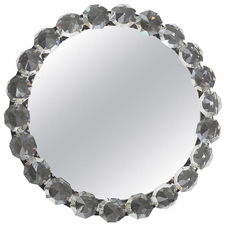 Round Bakalowits Midcentury Diamond Crystals Backlit Wall Mirror ...