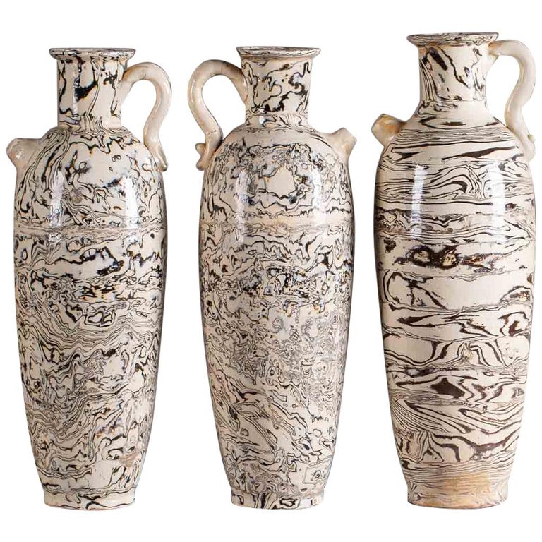 Huge Zanesville Homespun Norwalk Ring Rib Ware Art Pottery Vase at 1stdibs