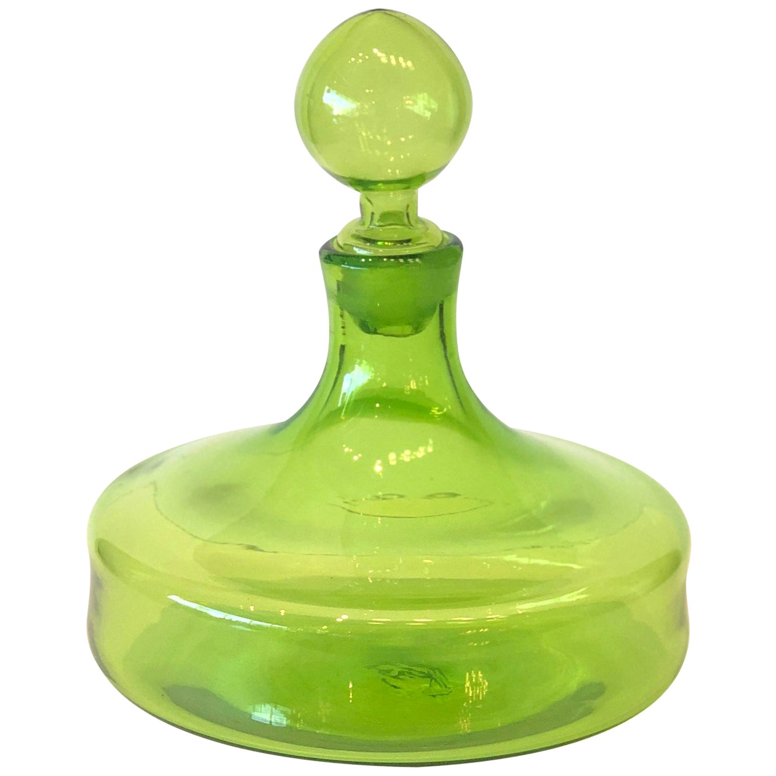 Tall American 1960s Hand-Blown Apple-Green Glass Decanter by Blenko ...
