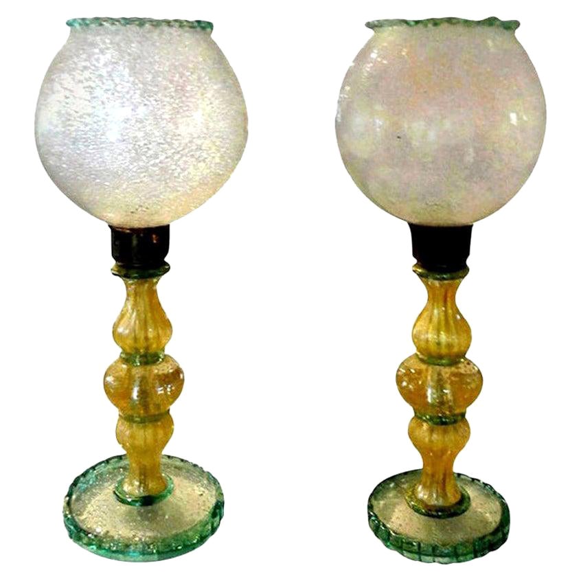 Pair of Murano Glass Lamps Attributed to Seguso For Sale at 1stDibs