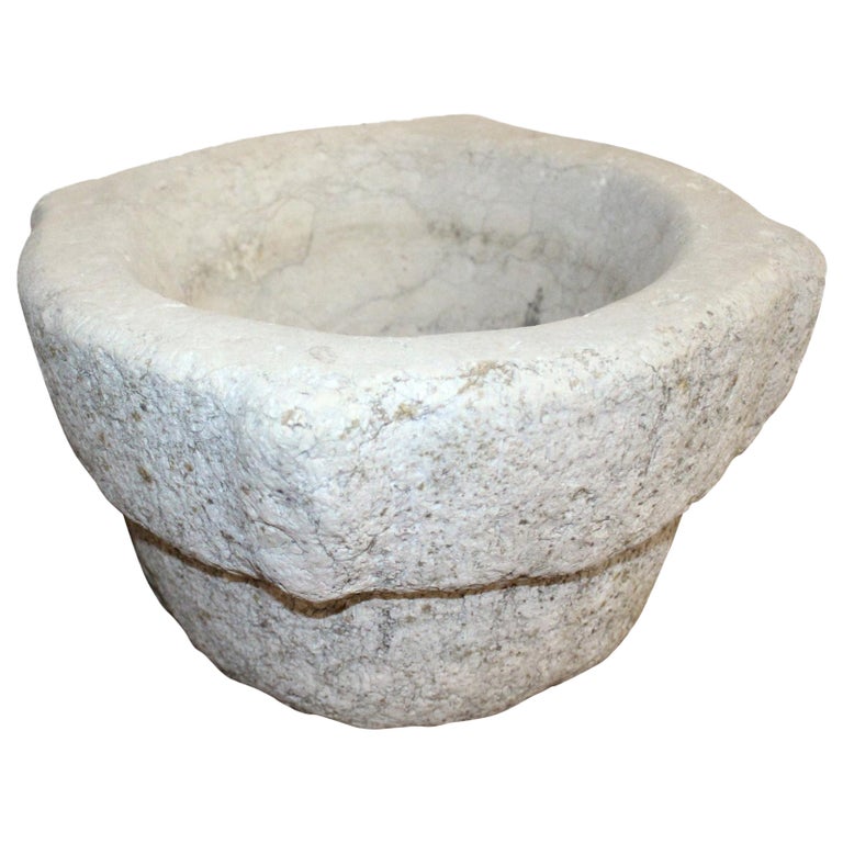 18th Century Spanish Hand Carved Stone Kitchen Mortar For Sale at 1stDibs