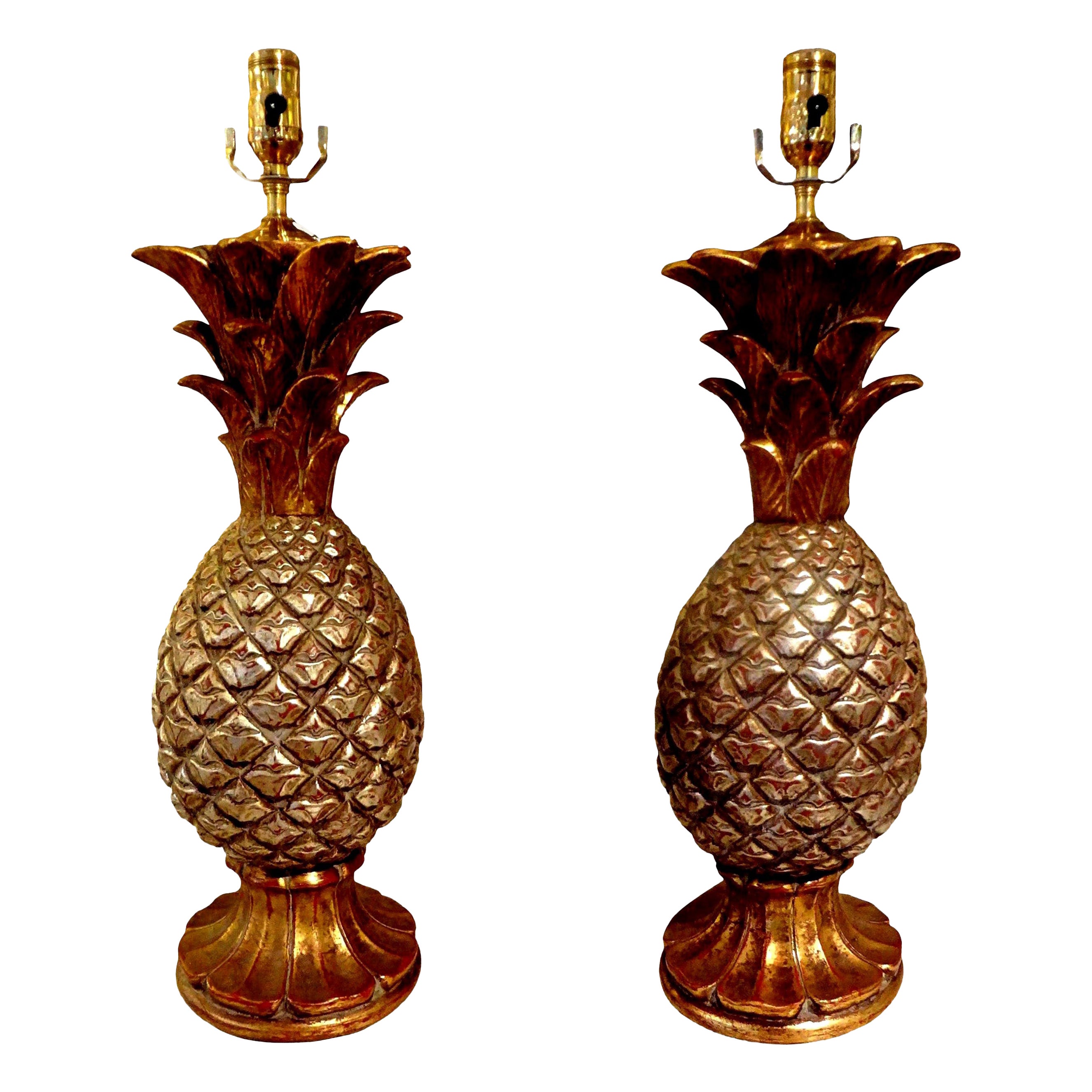 Vintage Murano Gold Opaline Pineapple Lamp of Butterscotch For Sale at ...