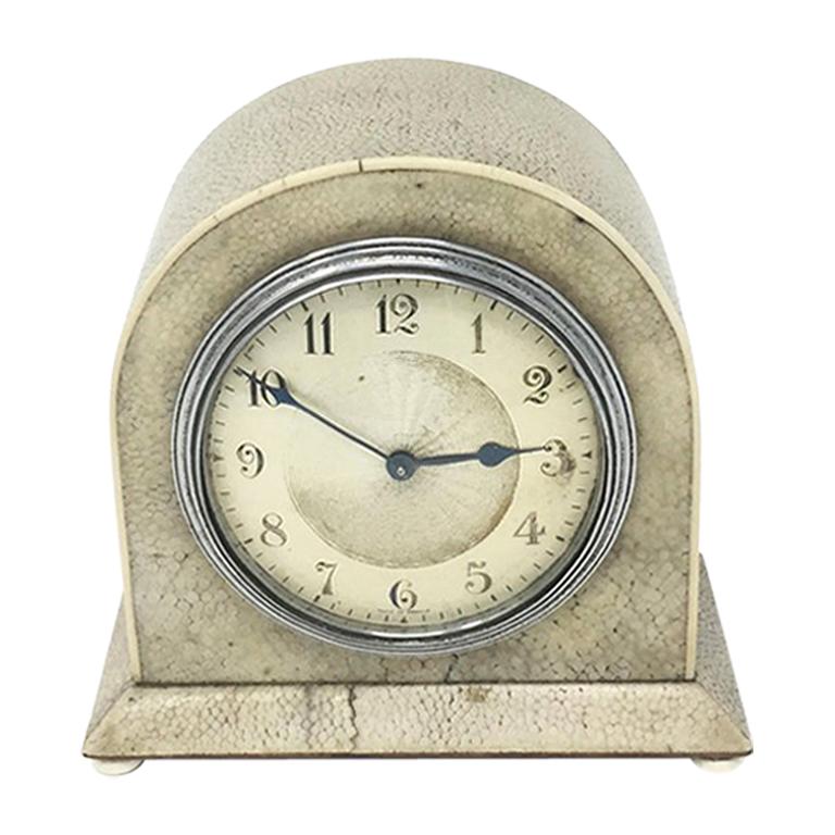 Original French Art Deco Table Clock in Shagreen, 1930s For Sale at 1stDibs