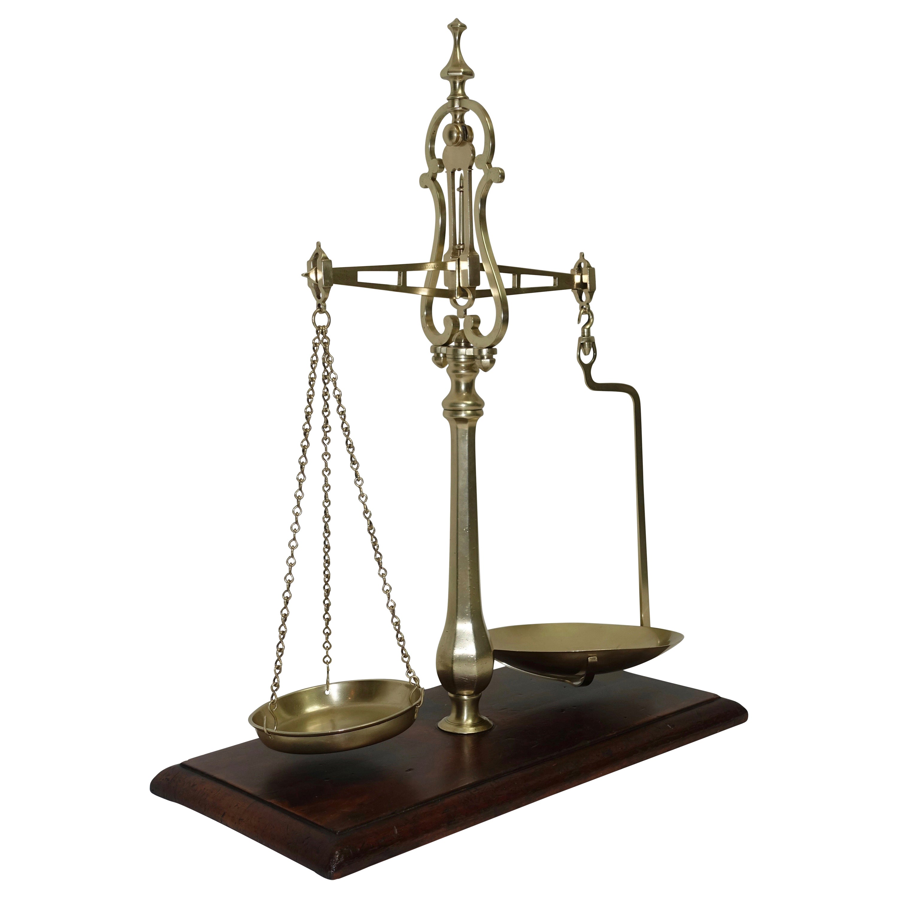 English Late 19th Century Large Brass Table Scale and Weights For Sale ...