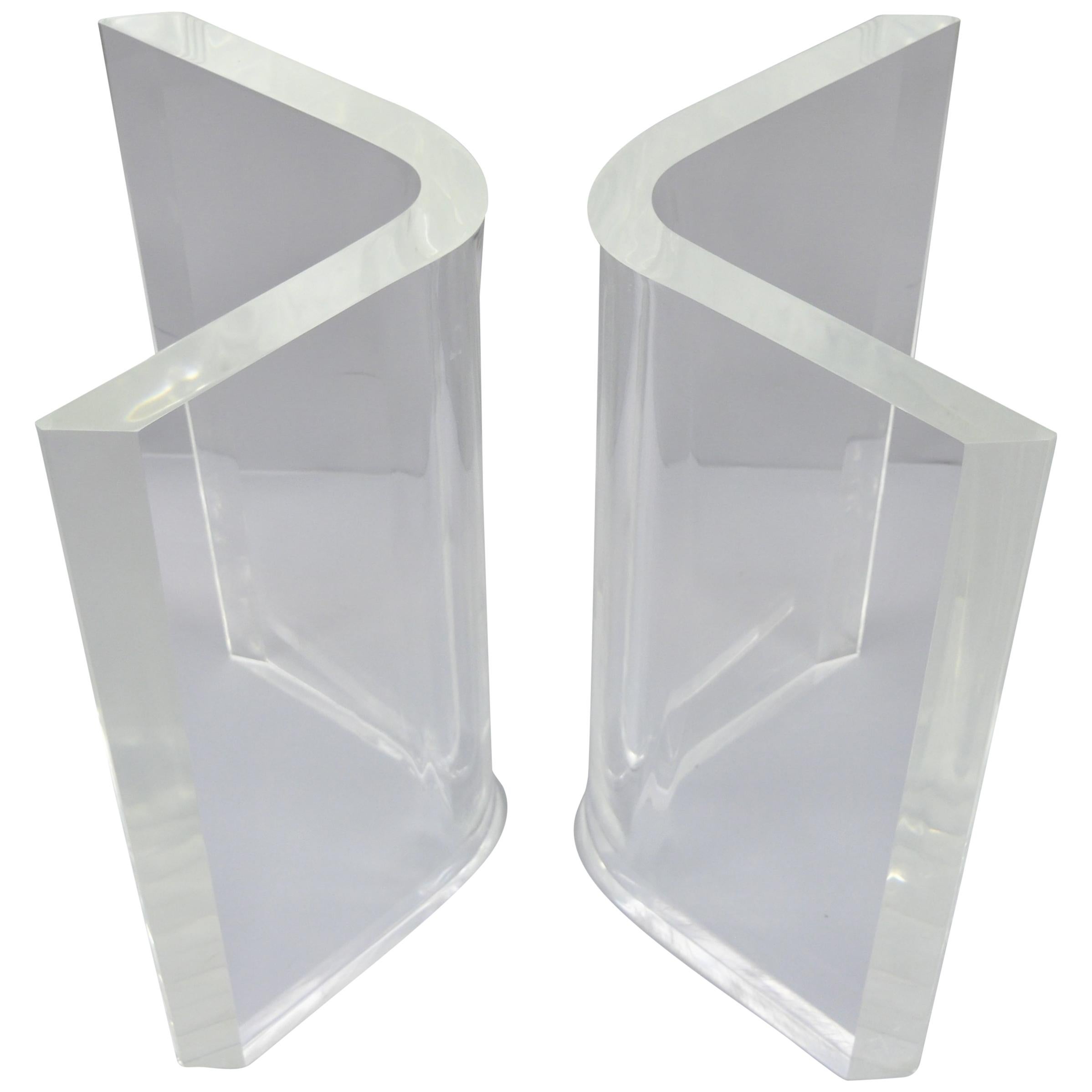 Vintage V-Shaped Boomerang Thick Lucite Dining Table Pedestal Base at ...