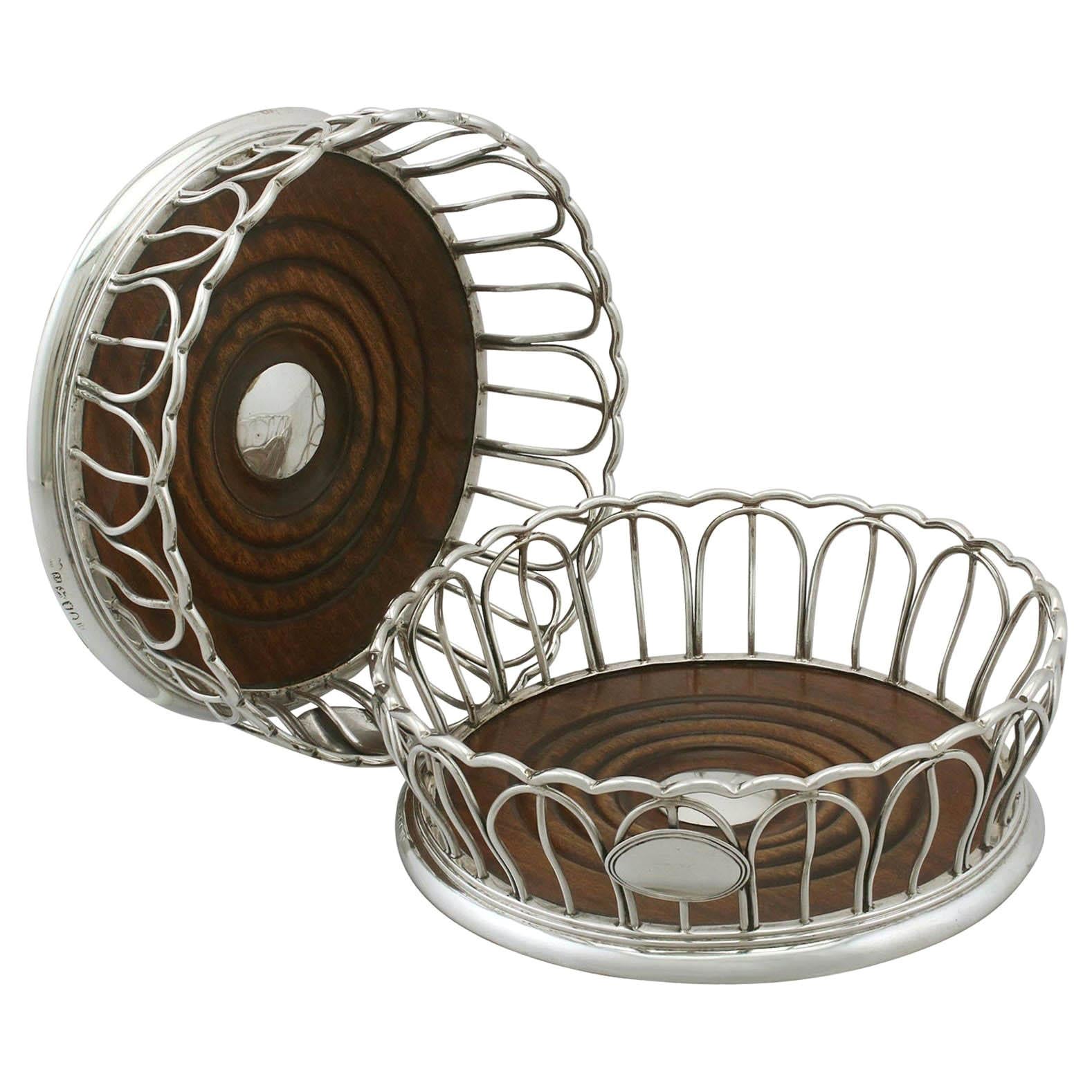 Pair of Antique Victorian Silver Coasters / Wine Bottle Coasters 1838 ...