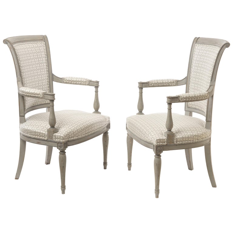Pair of Stunning Directoire Style Fauteuils For Sale at 1stDibs