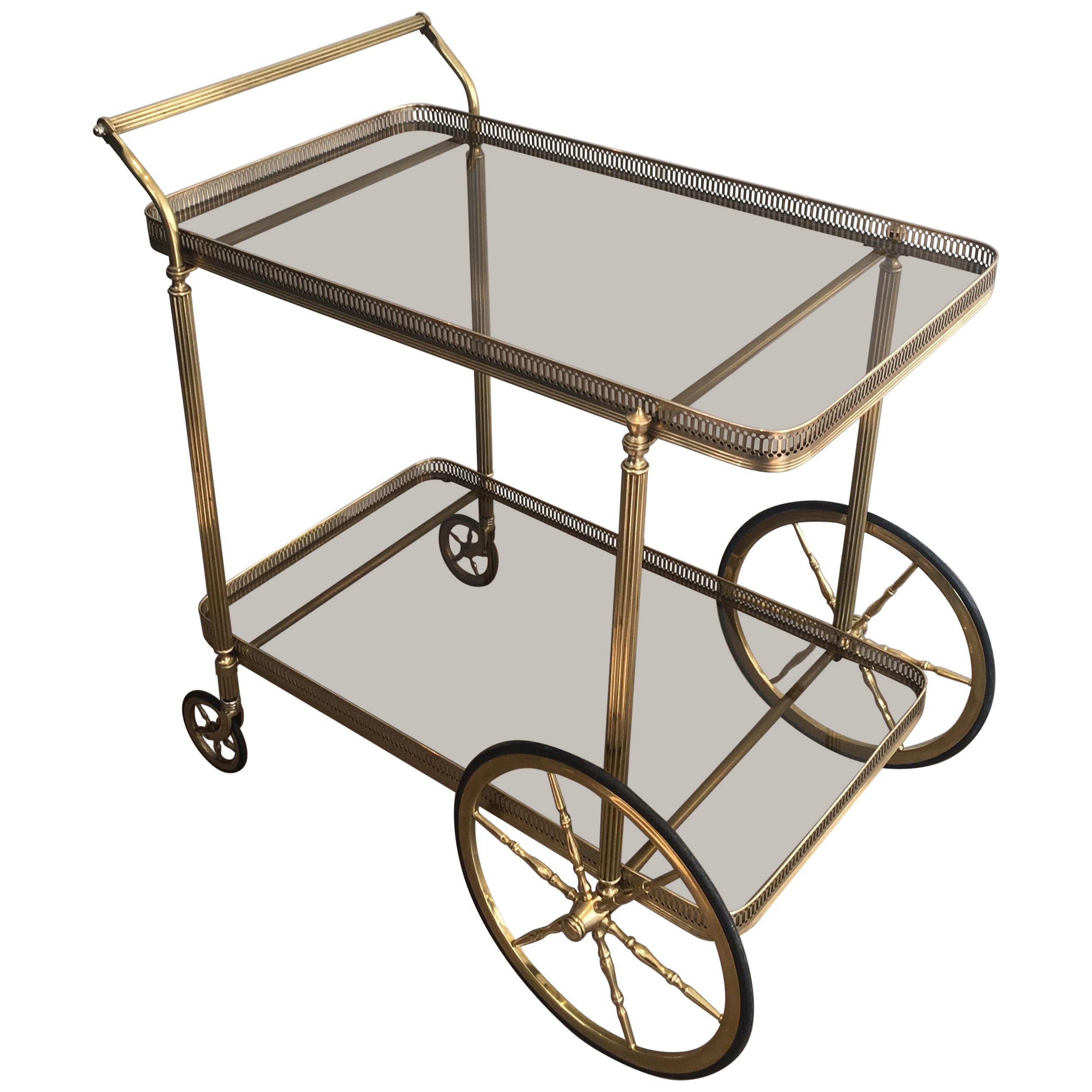 Gilt Wrought Iron Trolley with Mirrored Tops, France, 1940s For Sale at ...