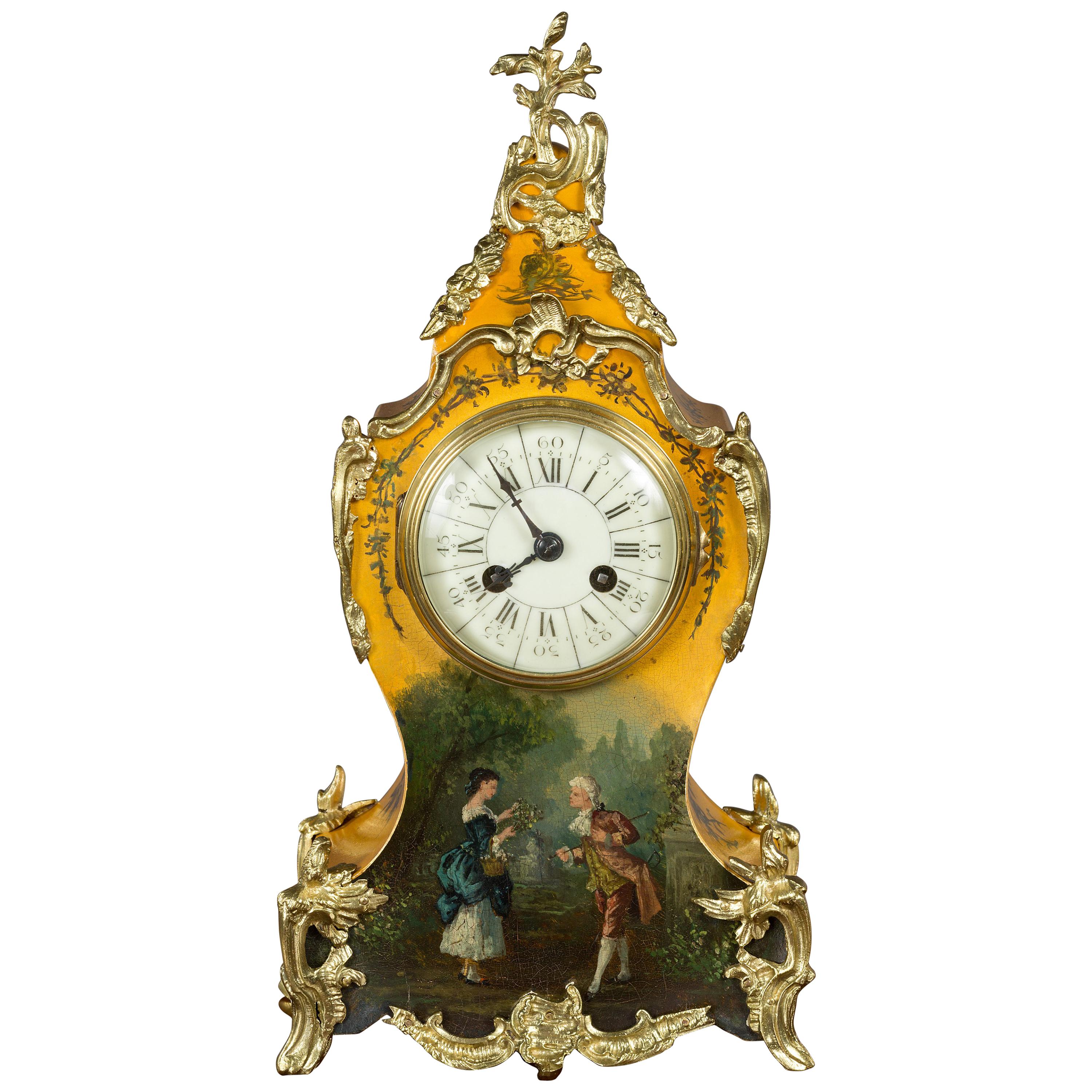 French Green Painted Mantel Clock by Platel, Paris circa 1900 For Sale ...