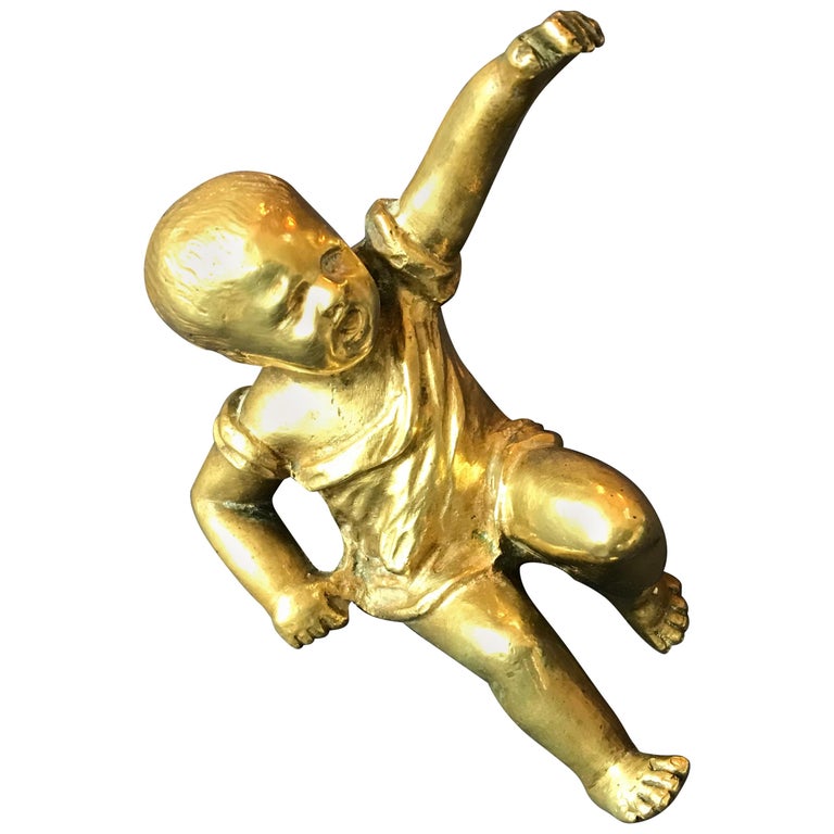 Gilt Bronze Baby Sculpture Paperweight, France, 1950 For Sale at 1stDibs