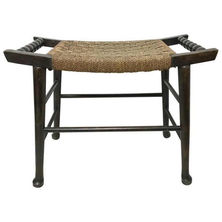 Liberty and Co Attr an Oak Side Stool with Sea Grass Seat, Turned ...