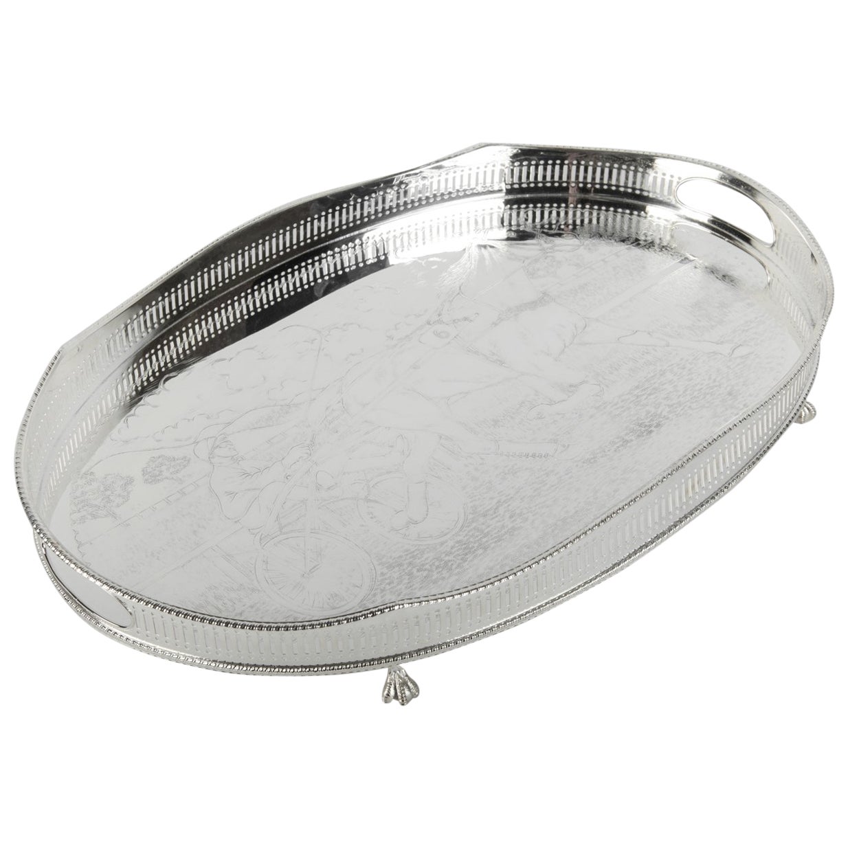 Large Sheffield Silver Gallery Tray at 1stDibs