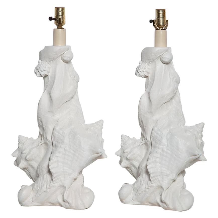 Pair of Sirmos Plaster Sea Shell Lamps at 1stDibs