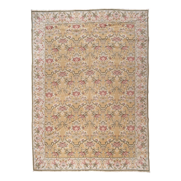 Gold Floral Rug For Sale at 1stDibs