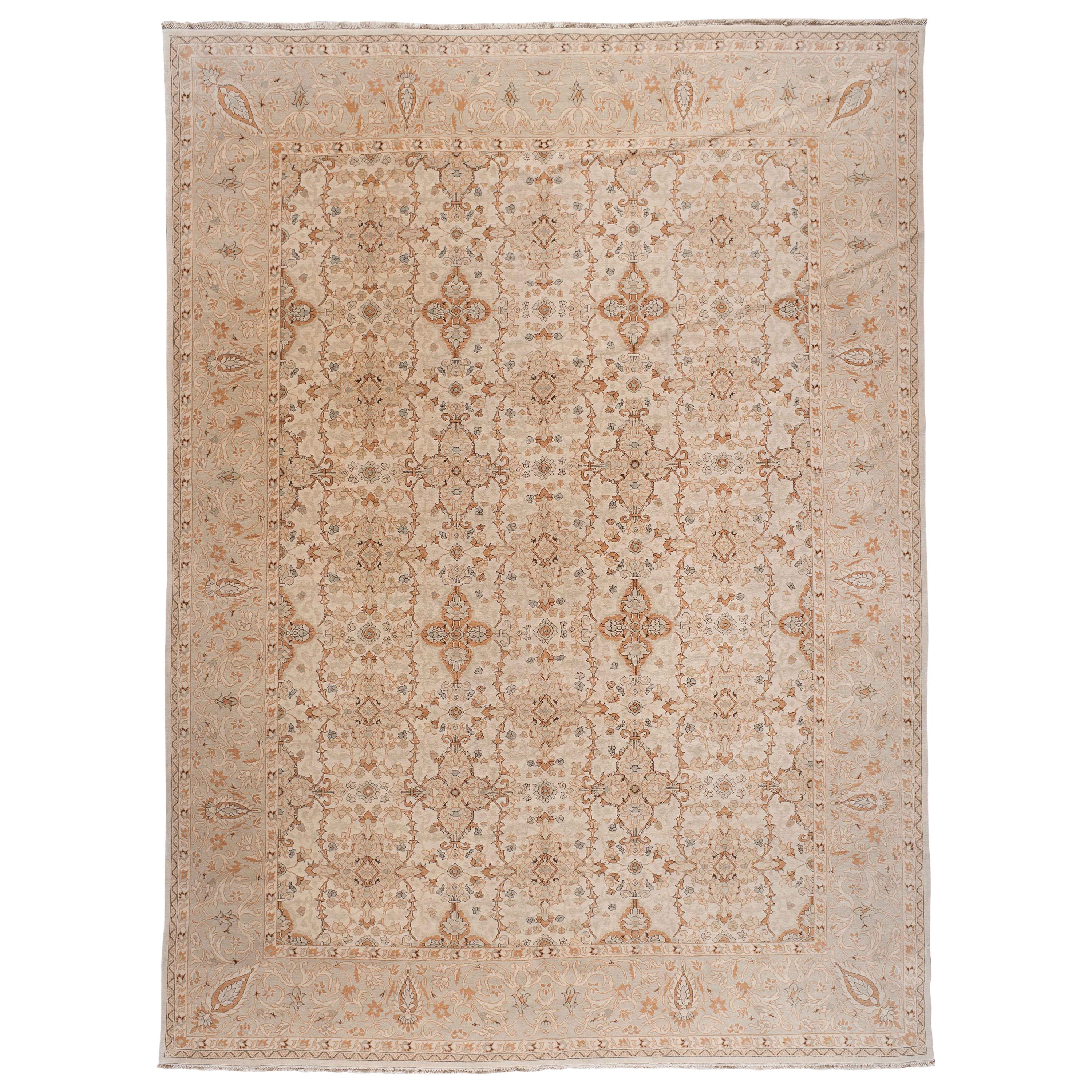 Beige and Rust Tabriz Style Rug For Sale at 1stDibs
