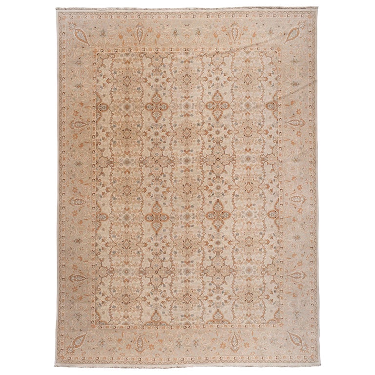 Beige and Rust Tabriz Style Rug For Sale at 1stDibs